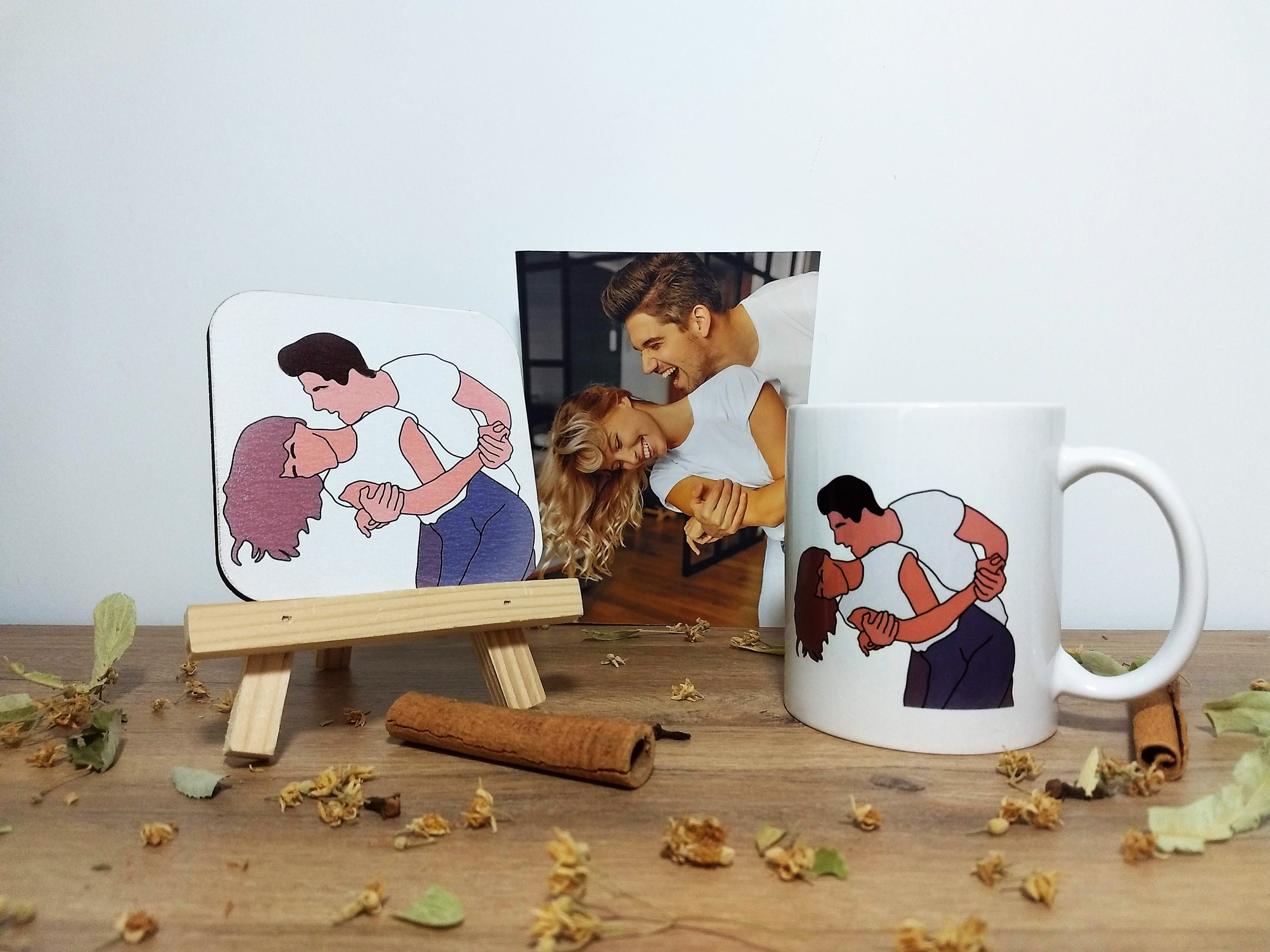 Custom Faceless Mug From Photo, Personalized Couple Mug and Coaster ...