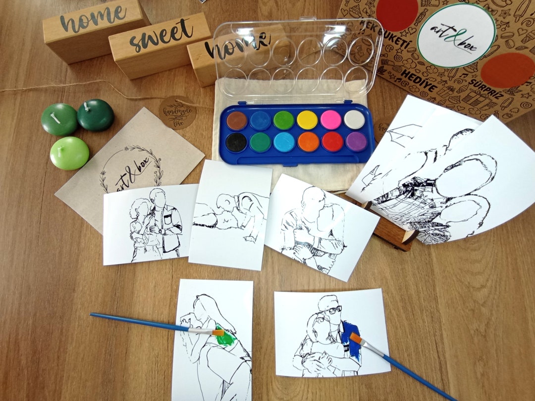 Personalized Couple DIY Photo Cards Painting Kit, Couples Date Night ...