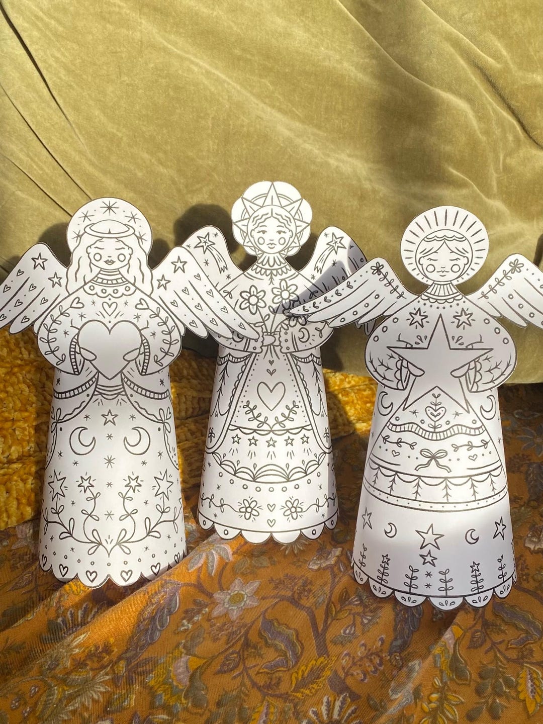Printable Christmas Angel Set • DIY Cut & Fold Paper Craft • Instant ...