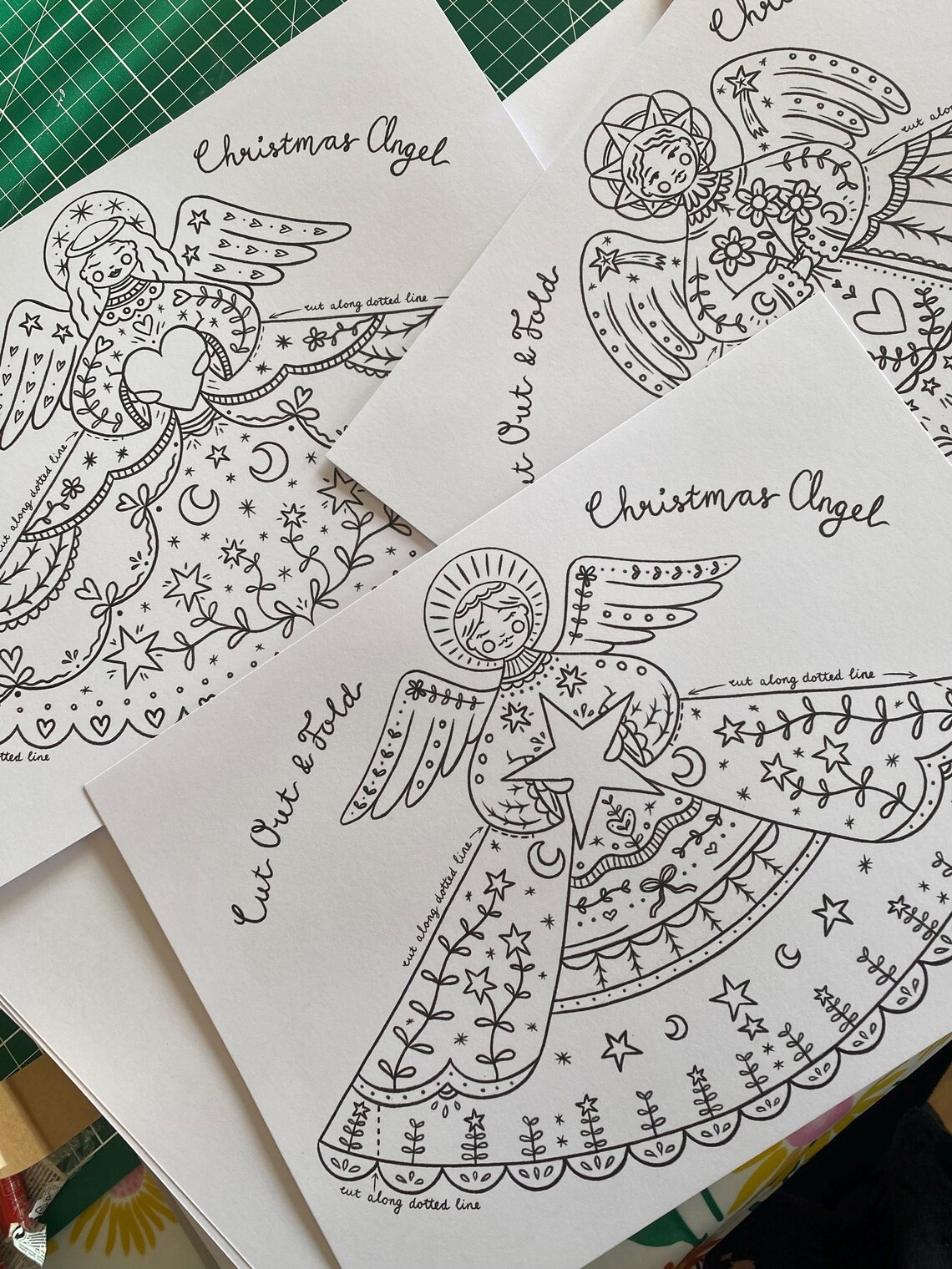 Printable Christmas Angel Set • DIY Cut & Fold Paper Craft • Instant ...