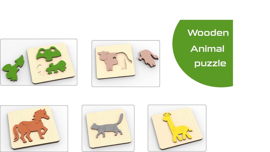 Wooden Zoo Animals Puzzle Elephant Educational Toy for Child Montessori ...