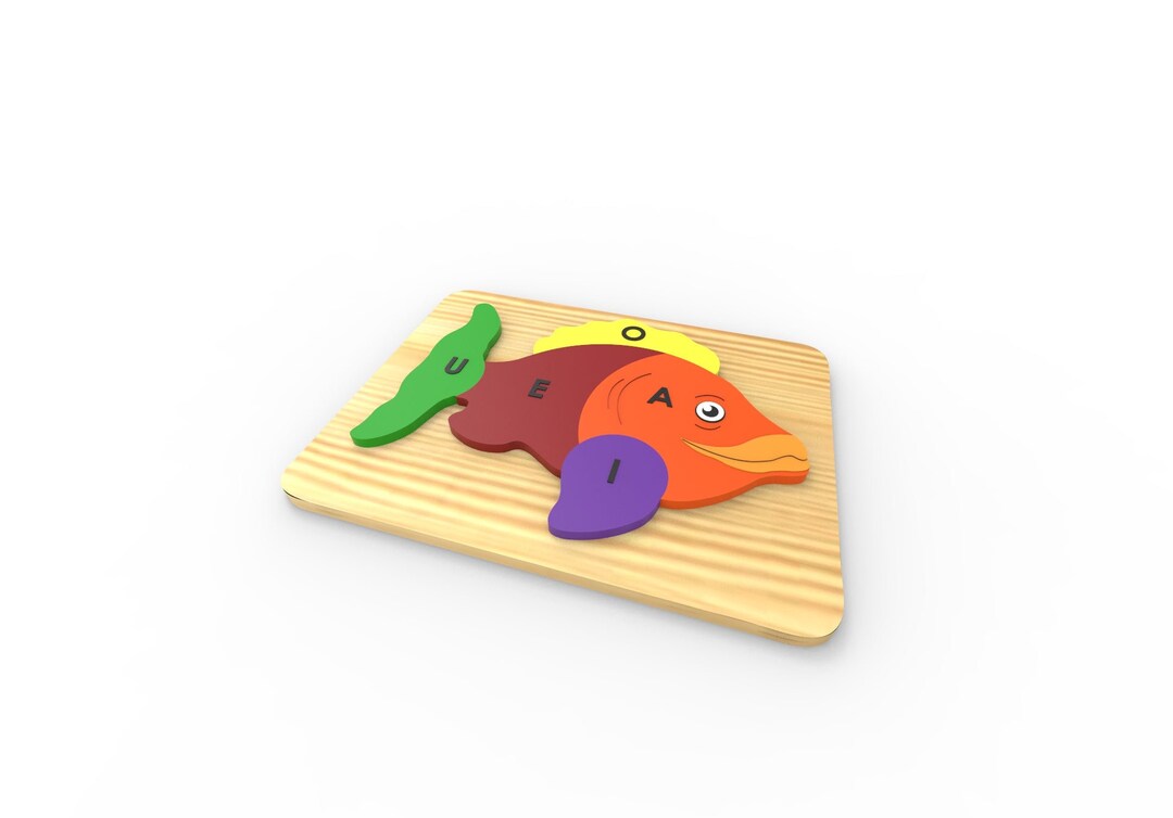 Wooden Fish Puzzle With Vowels and Base – Educational Toy for Kids - Etsy