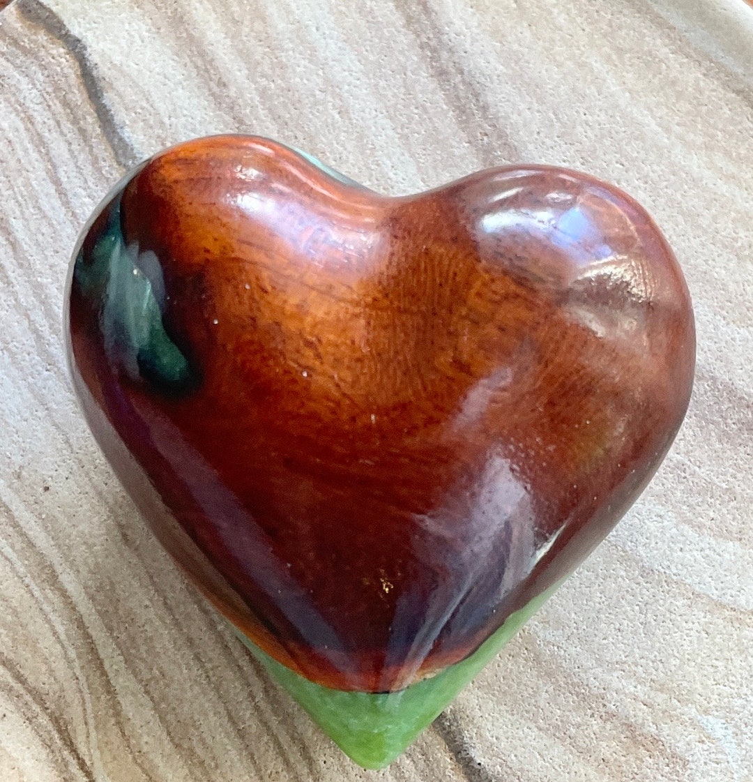 Sea Foam Green Inlayed Resin and Wood Exotic Heart - Etsy