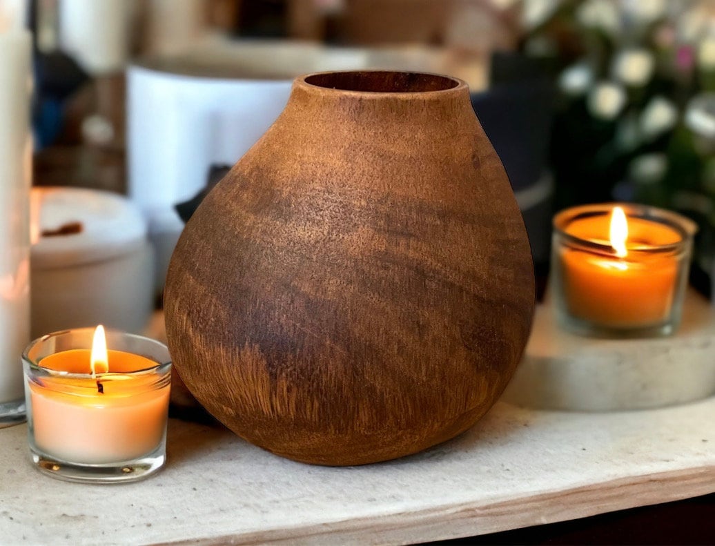 Hand Carved Wood Vase - Etsy