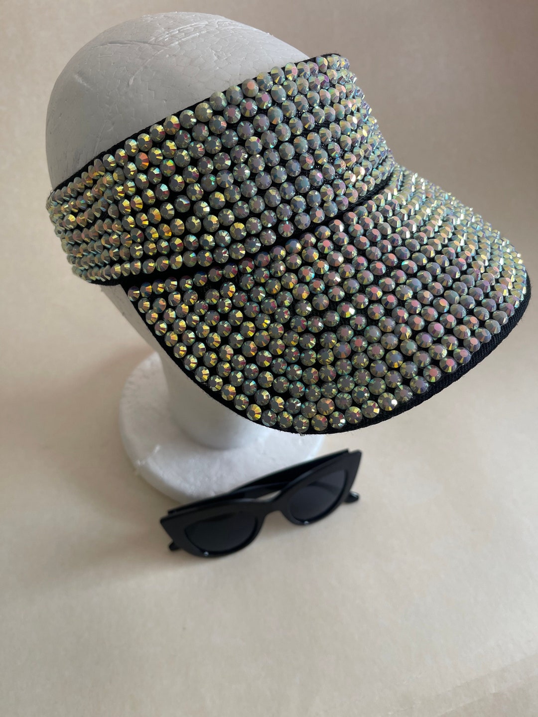 Festival Visor Hat Cap Burning Women Black & Silver Rave Visor Cap ...