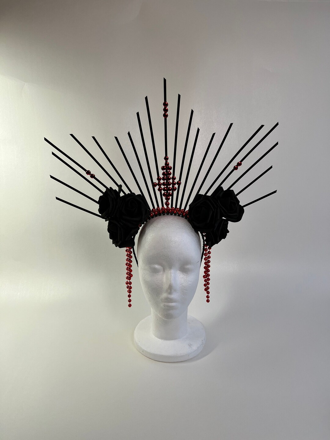 Headpiece Crown Black & Red Valkyrie Headdress Halo Gothic Burning ...