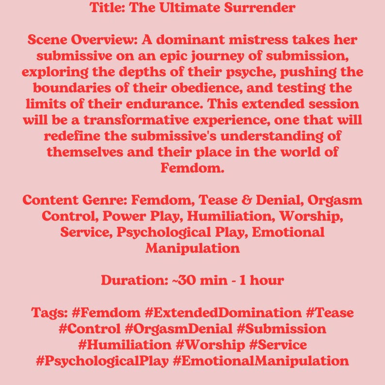 The Ultimate Surrender Femdom Script Used for Audio Video Sexting ...