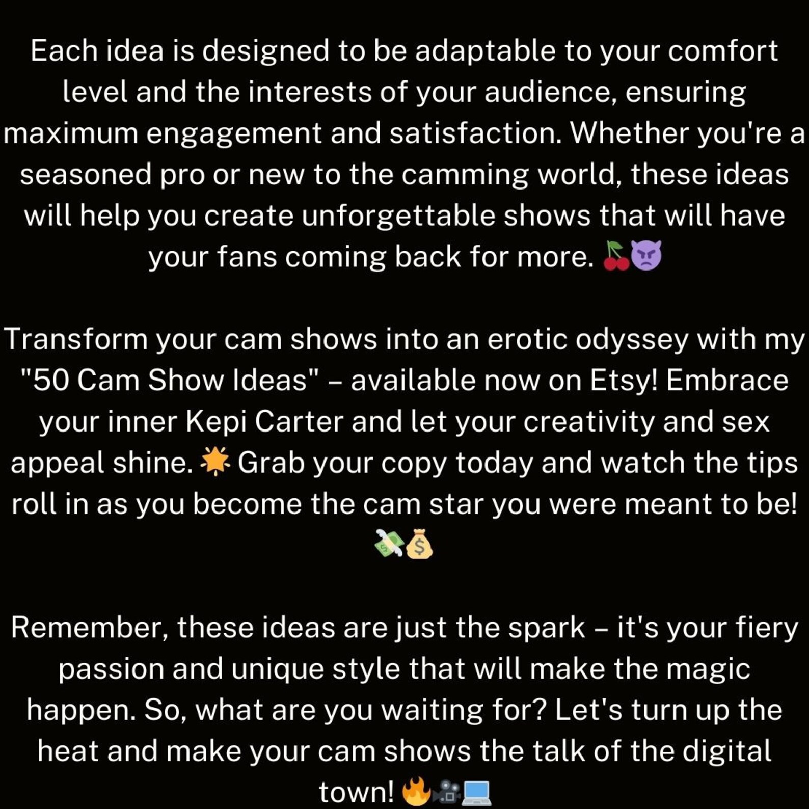 50 Cam Show Ideas With Details and Examples - Etsy