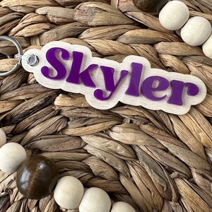Personalized 3D Wood and Acrylic Keychain Custom Name Keychain Backpack ...