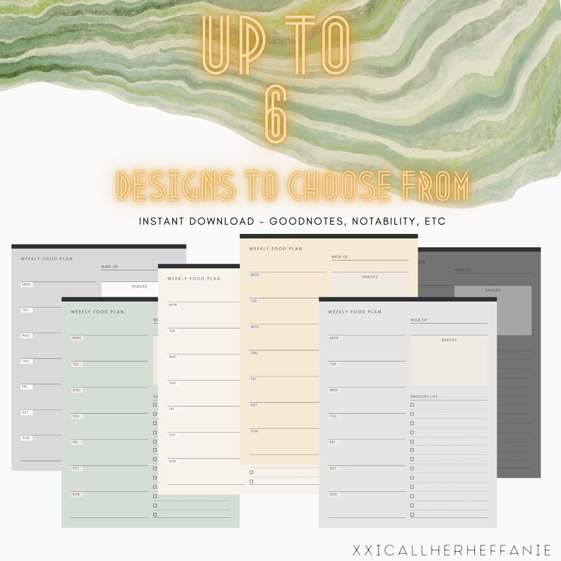 Weekly Meal Plan, Digital Download, Printable, Weekly Menu, Planner ...