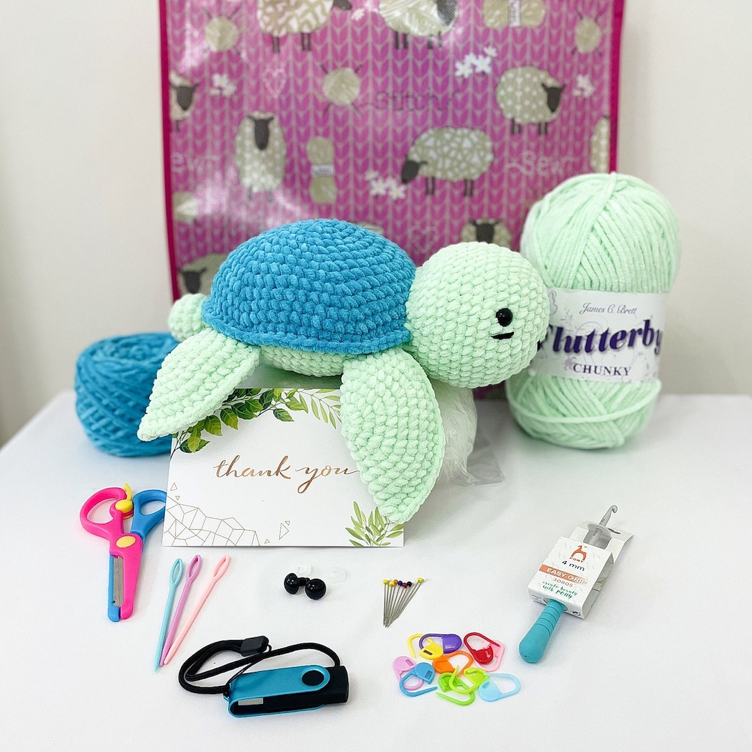 Large Crochet Turtle Kit: Beginner Amigurumi Project With Pattern - Etsy