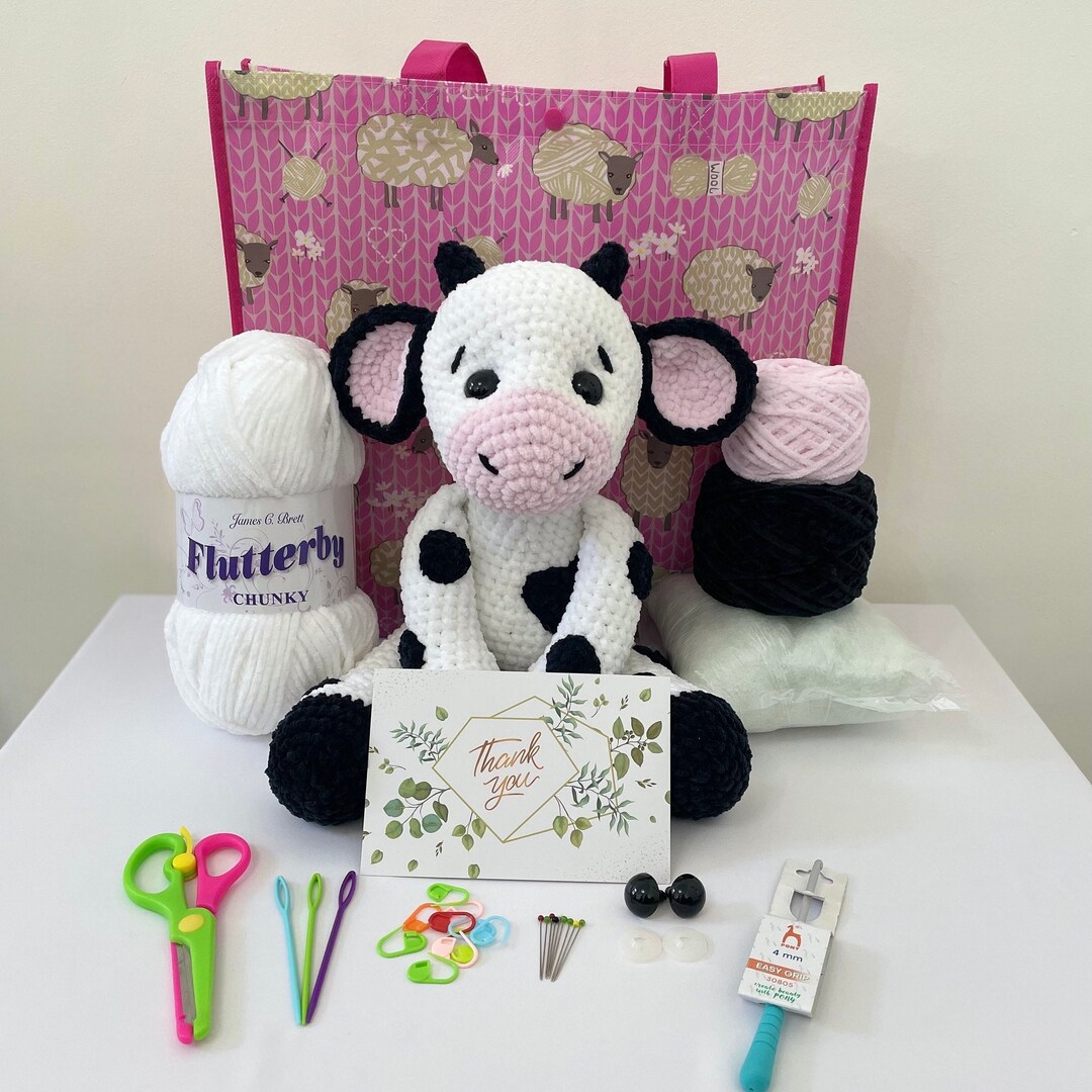 Darla the Dairy Cow Crochet Kit, Make Your Own Kit & Pattern, Beginner ...