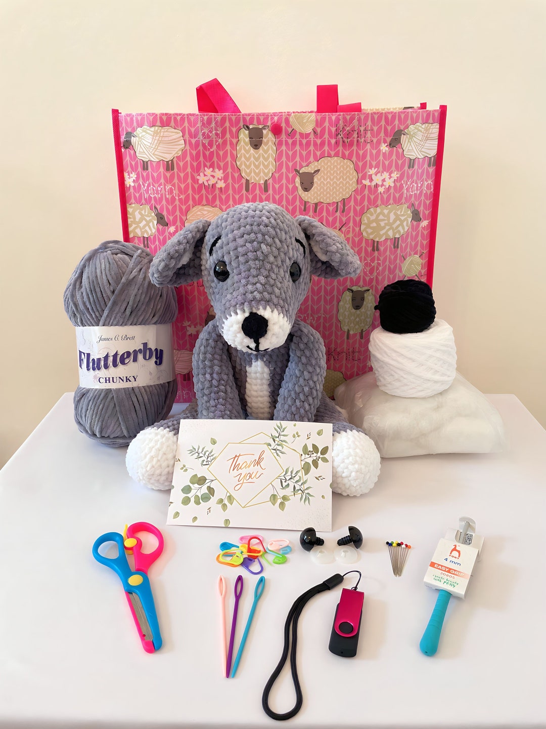 Domino the Dog Crochet Kit, Make Your Own Kit & Pattern, Beginner ...