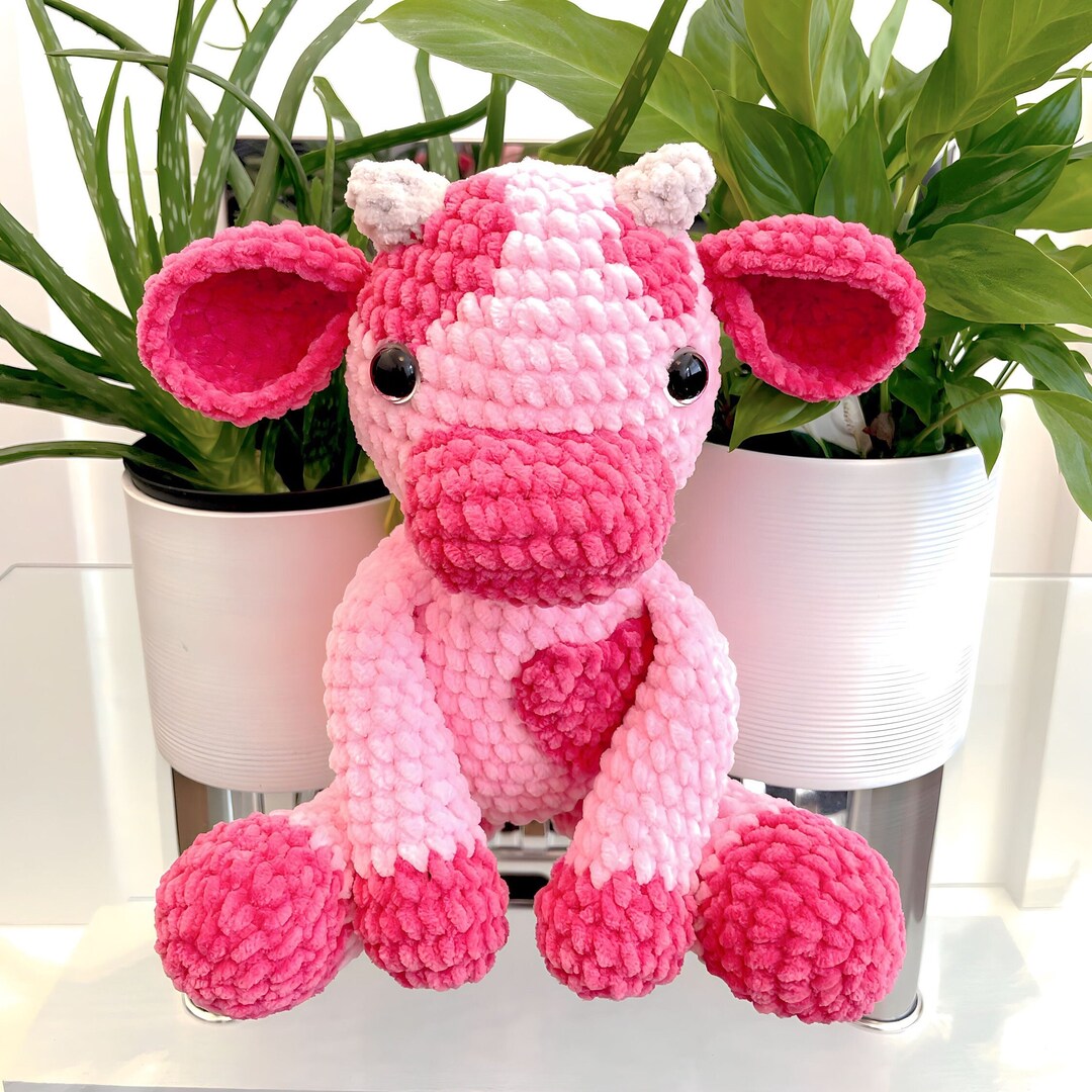 Crochet Cow Pattern, Cute Sitting Plush Cow, Crochet Cow, Handmade Gift ...