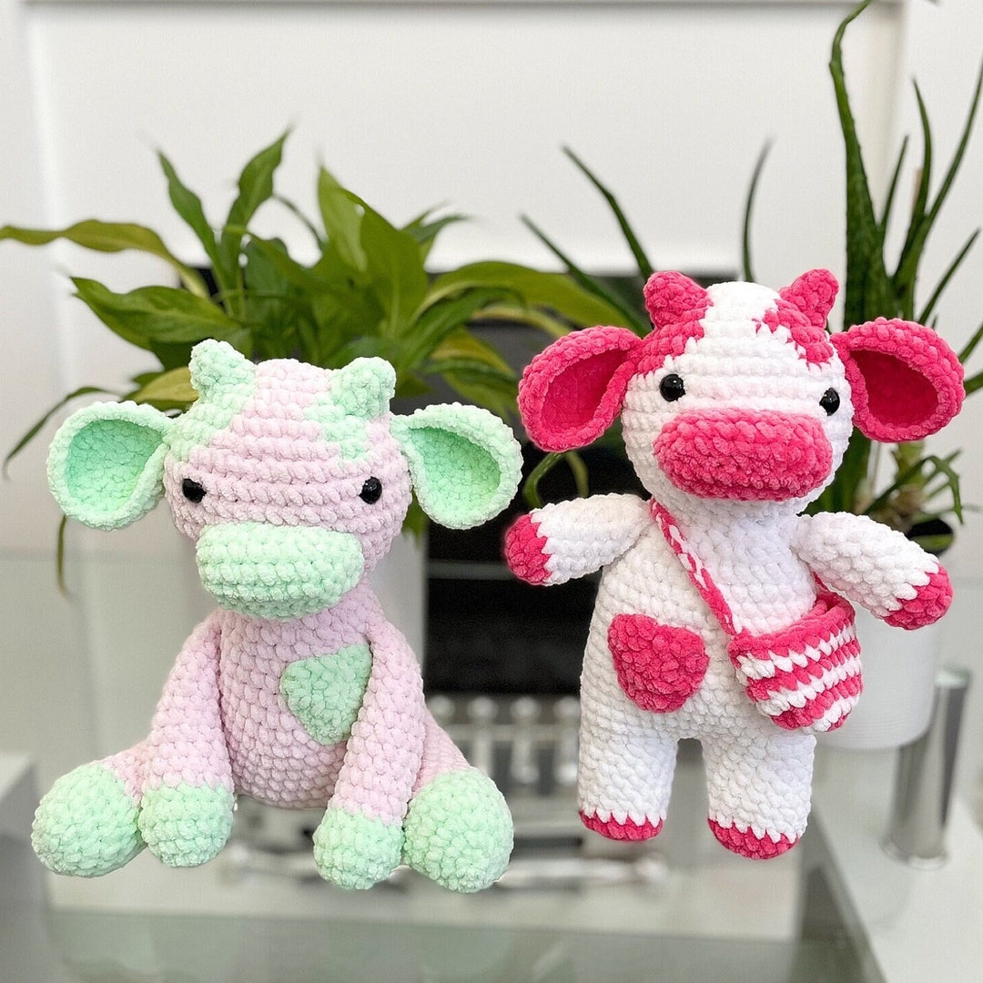 2in1 Crochet Cow Patterns, Cute Plush Crochet Cow, Crochet Amigurumi ...