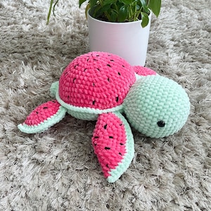 Crochet Watermelon Turtle Pattern Set, Cute Small/medium/large Turtles ...