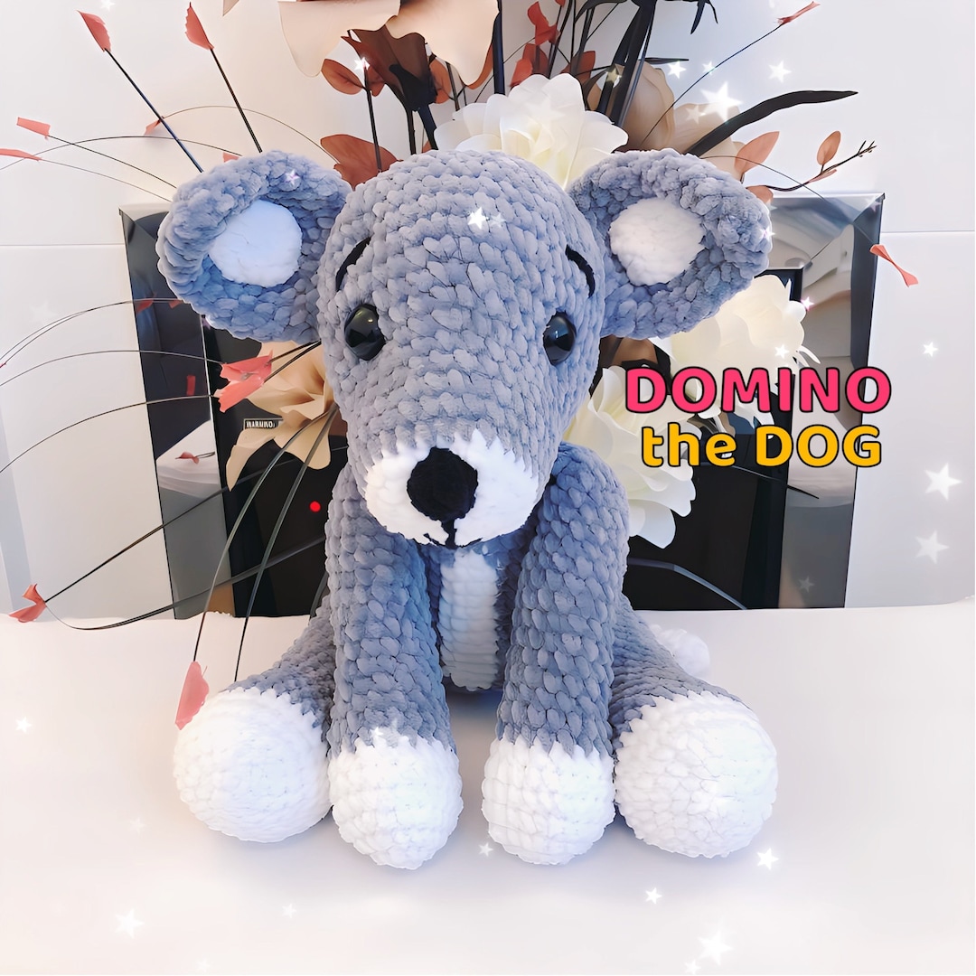 Crochet Domino the Dog Pattern, Cute Plush Dog, Crochet Dog, Handmade ...