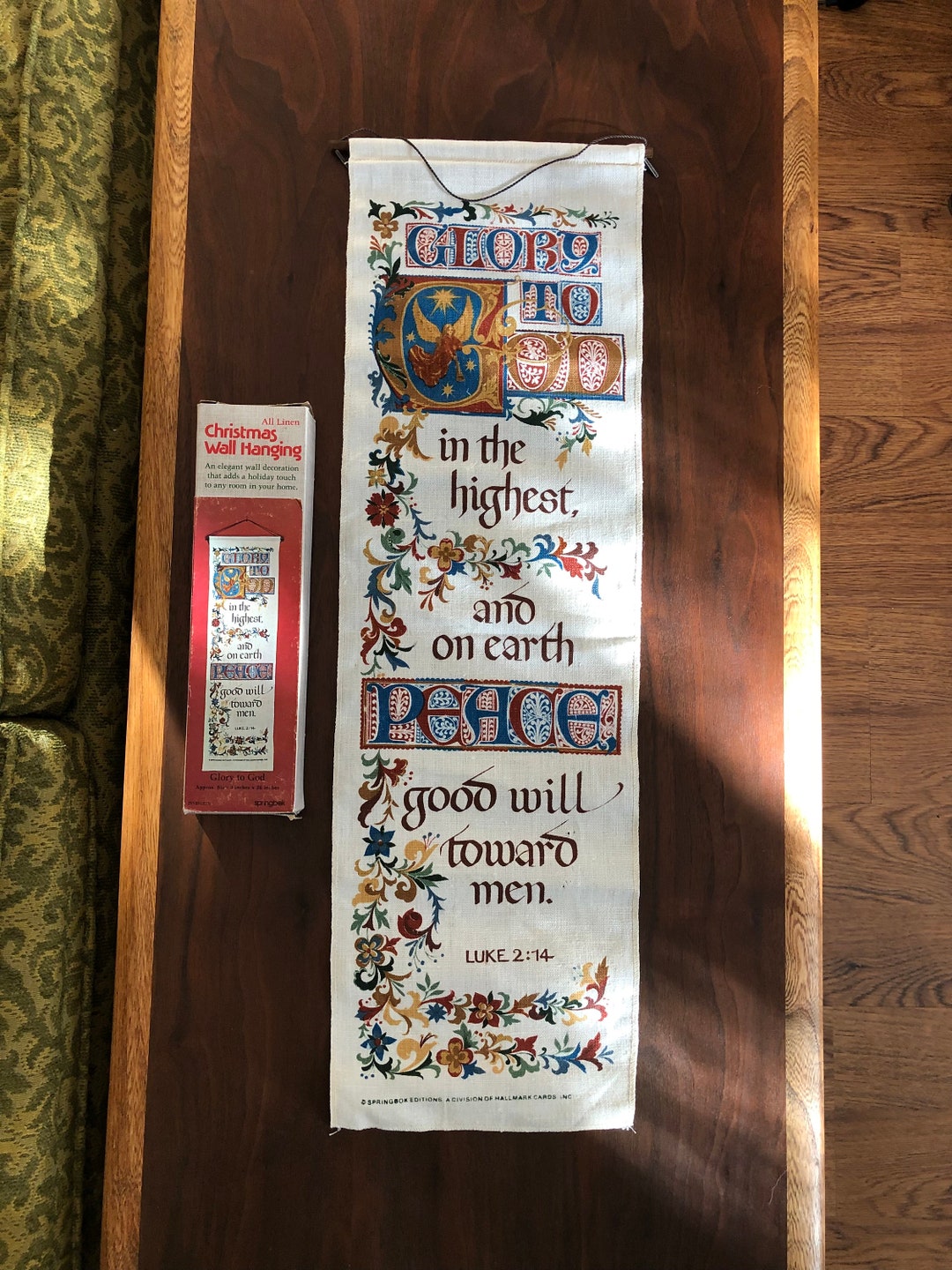 Vintage Springbok Christmas Wall Hanging, Christmas, Linen, Printed ...