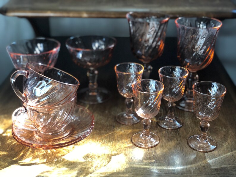 Vintage Arcoroc Pink Water Glass, Arcoroc Wine Glass, Rosaline Pink ...