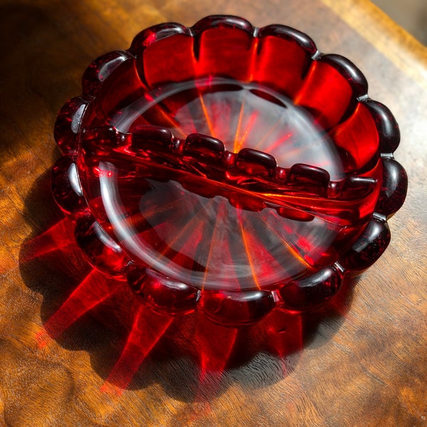 Red Glass Ashtray - Etsy