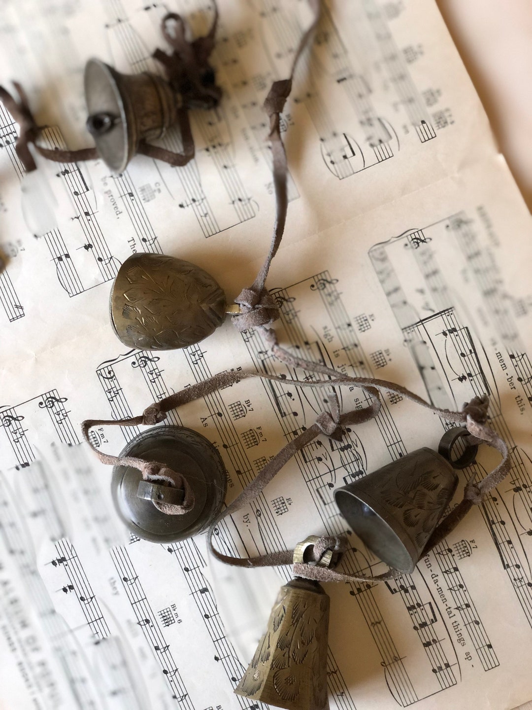 Vintage Brass Bell Strand, Etched Brass Bells, Sting of Bells, Elephant ...