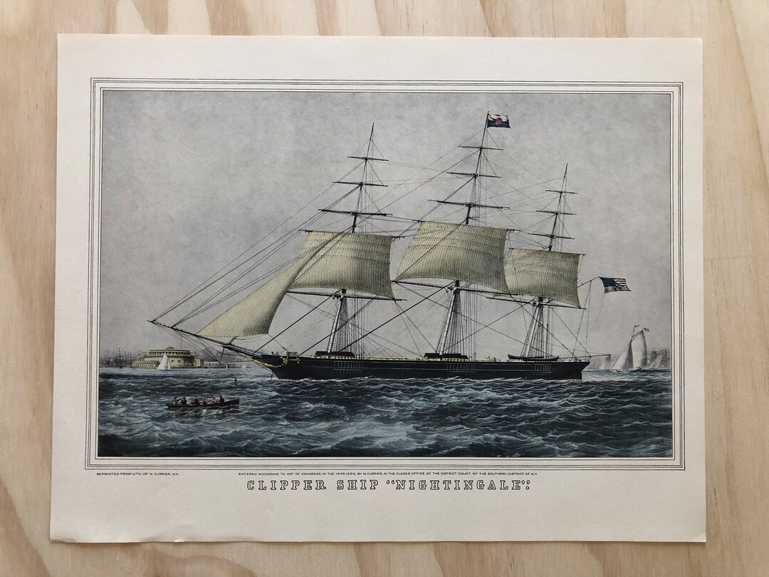 Currier & Ives “clipper Ship Nightingale”, Vintage Print, Vintage Art ...