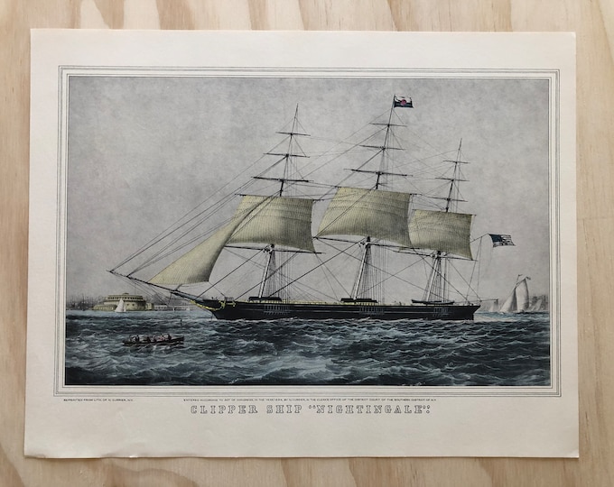 Currier & Ives “clipper Ship Nightingale”, Vintage Print, Vintage Art ...