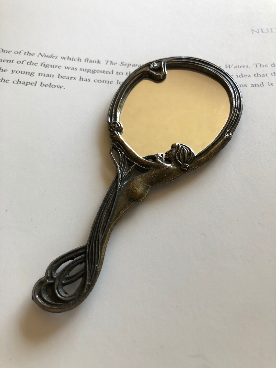 Art Nouveau Brass Lady Hand Mirror, Art Deco Hand Mirror, Miniature - Etsy