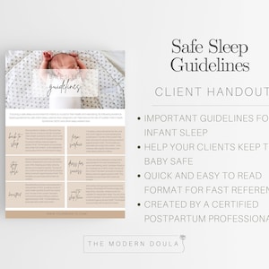 Safe Sleep Guidelines Handout, Postpartum Doula Client Handout, Sleep Consultant Forms, Newborn ...