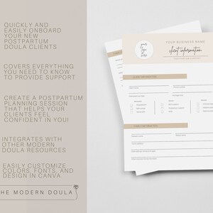 Postpartum Doula Client Intake Forms Postpartum Doula - Etsy