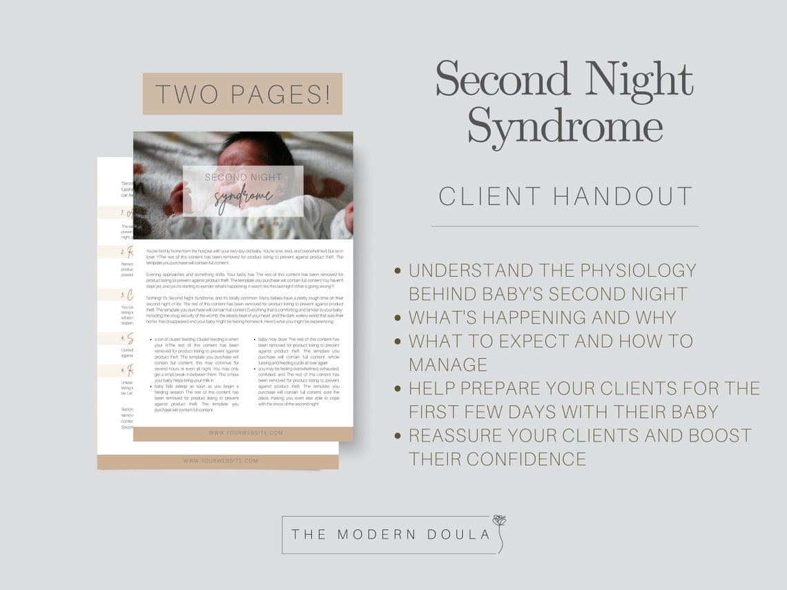 Second Night Syndrome Handout, Newborn Care, Postpartum Doula Client ...
