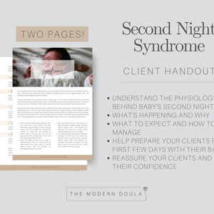 Second Night Syndrome Handout, Newborn Care, Postpartum Doula Client ...