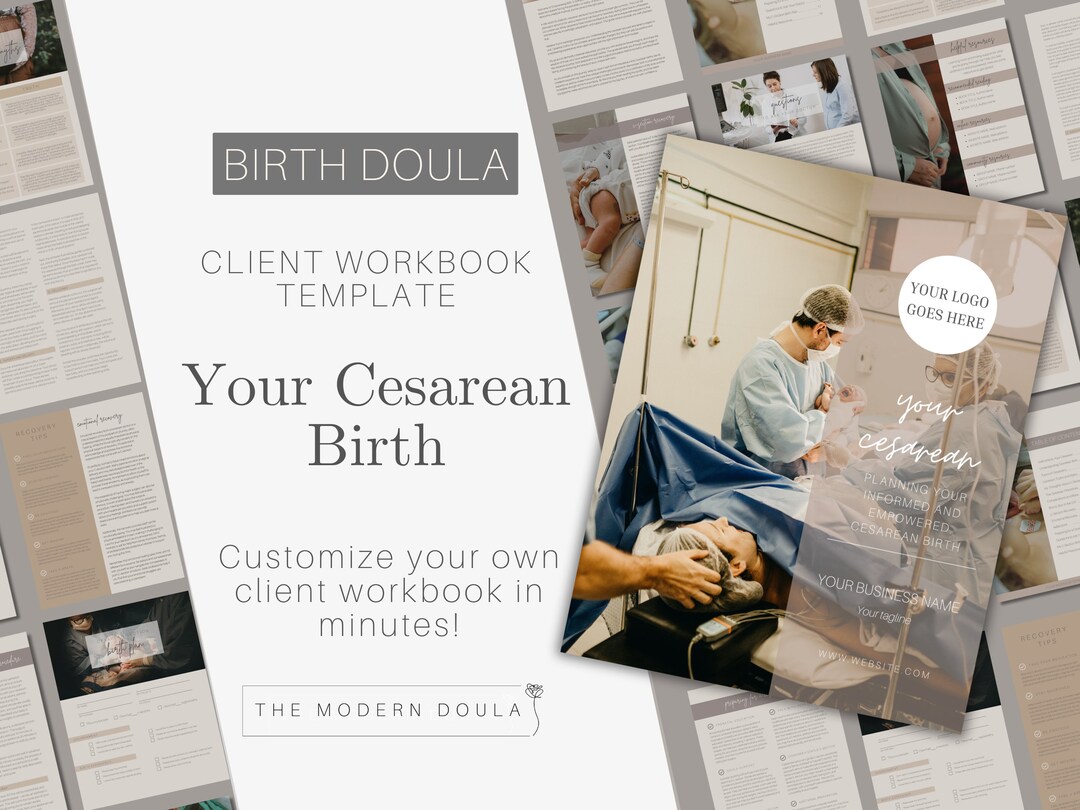 Cesarean Birth Plan Workbook, Birth Doula Client Workbook Template, C ...