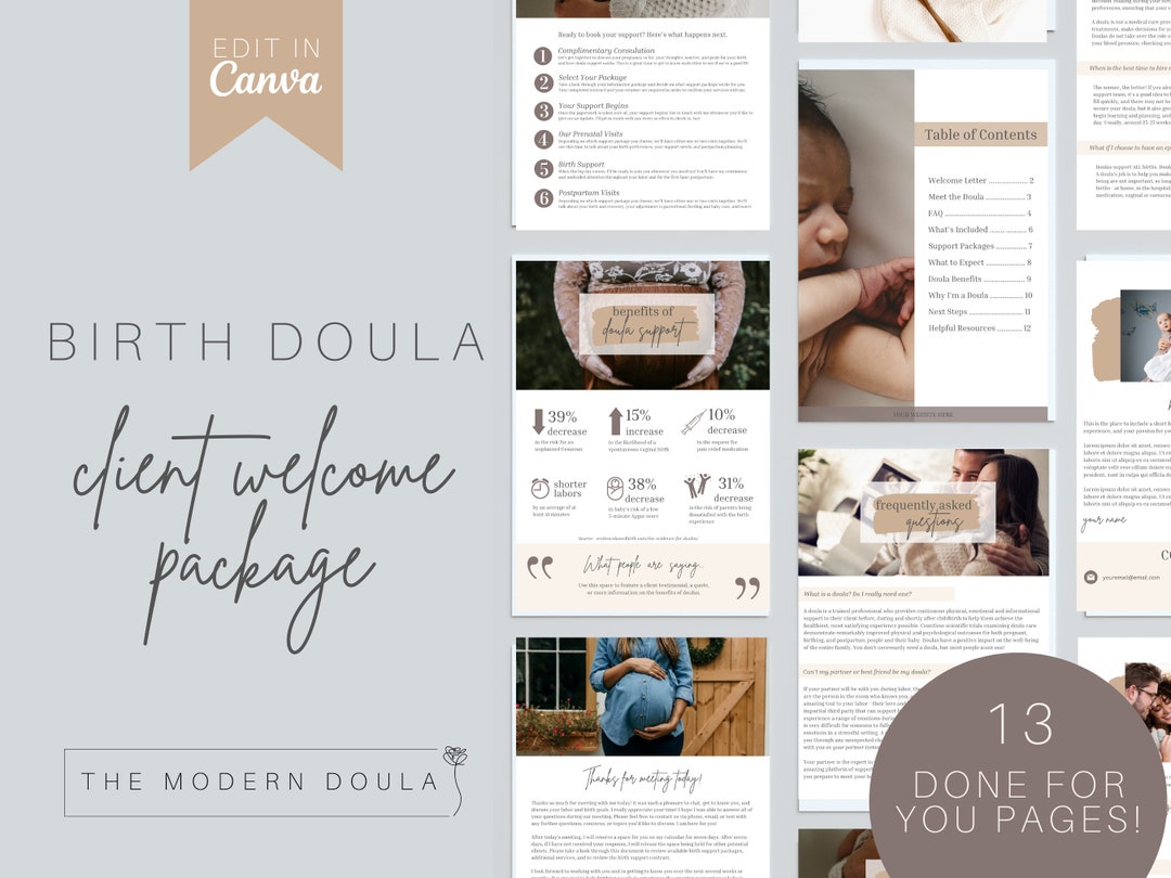 Birth Doula Welcome Packet Doula Client Welcome Package - Etsy