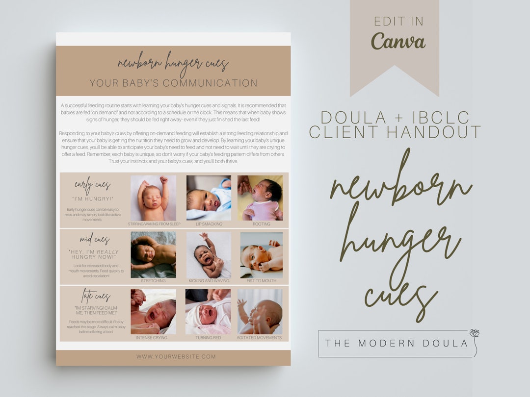 Newborn Hunger Cues Handout Editable Postpartum Doula - Etsy