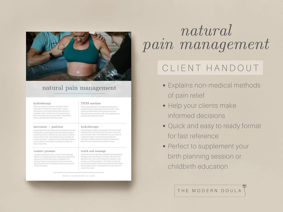 Natural Pain Relief Options, Birth Plan Handout, Doula Client Forms ...
