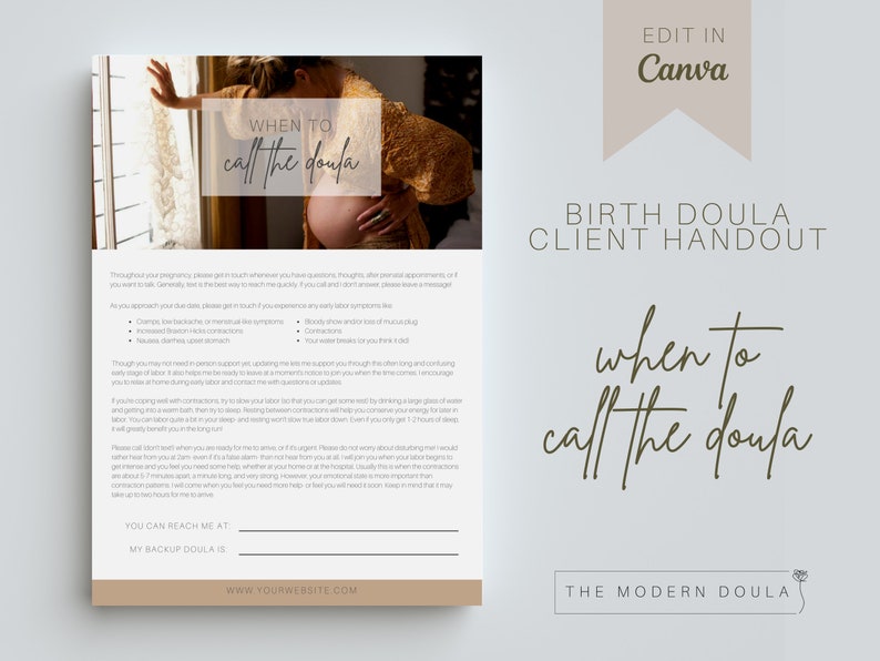 When to Call the Doula Handout Birth Doula Client Handout - Etsy