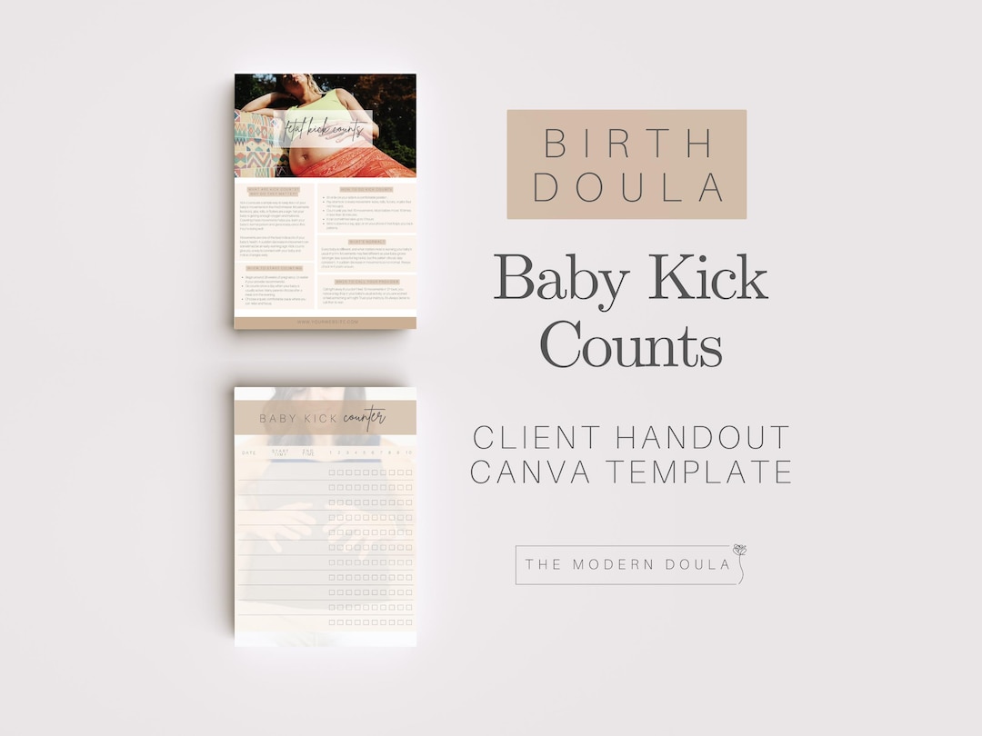 Fetal Kick Count Chart: Doula Client Handout & Baby Movement Tracker ...