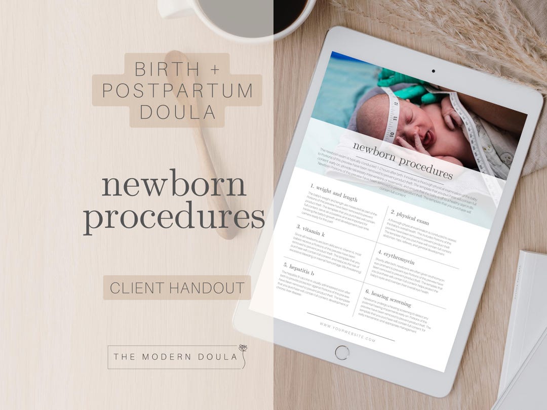 Newborn Procedures Birth Doula Handout, Postpartum Doula Template ...