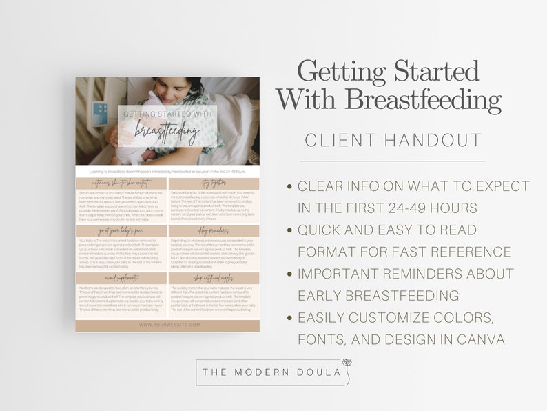 Getting Started With Breastfeeding Handout, Doula Client Handout ...
