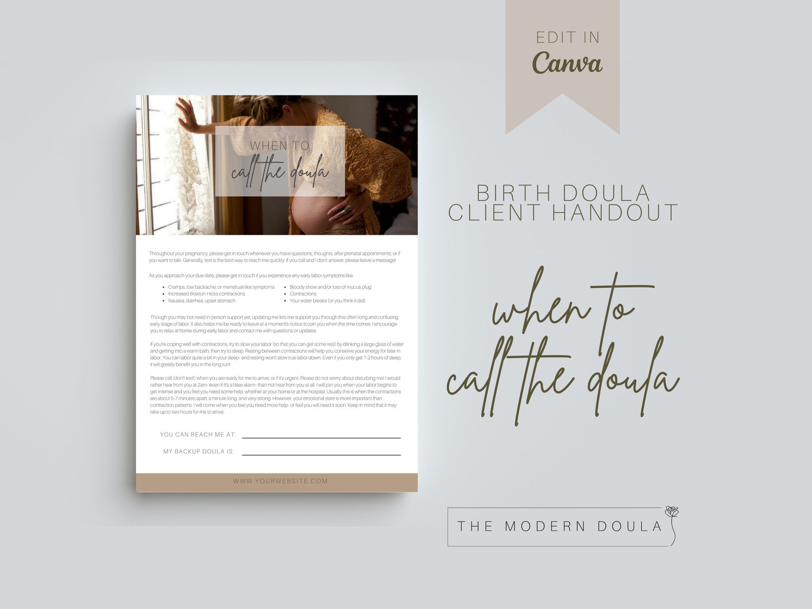 When to Call the Doula Handout Birth Doula Client Handout - Etsy