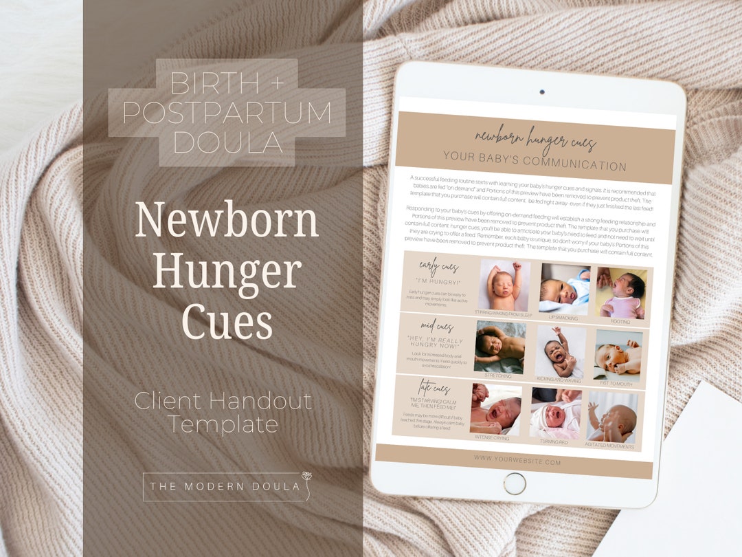 Newborn Hunger Cues Doula Handout, Postpartum Doula Forms, IBCLC ...