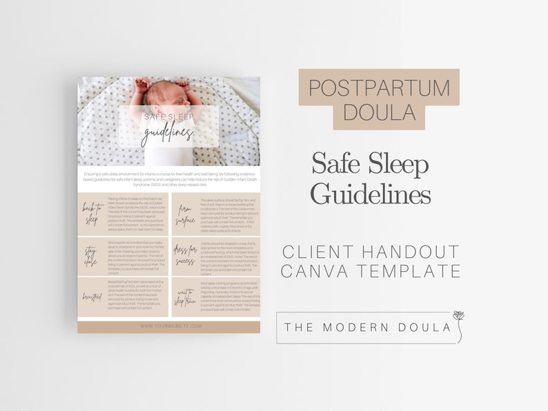 Safe Sleep Guidelines Handout, Postpartum Doula Client Handout, Sleep ...