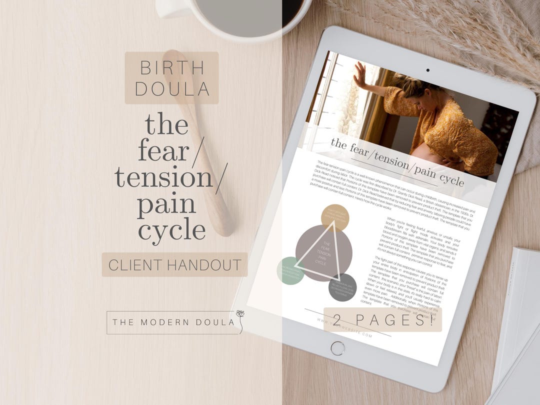 Fear/tension/pain Cycle Handout, Doula Client Handout, Birth Doula ...
