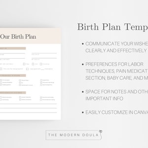 Labor and Birth Preferences, Birth Plan Template, Editable Birth Plan ...