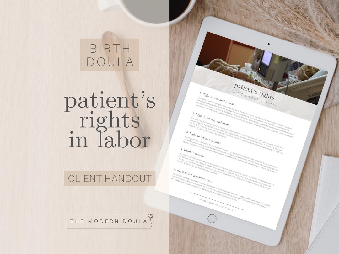 Patient's Rights During Labor, Birth Doula Client Handout, Editable ...