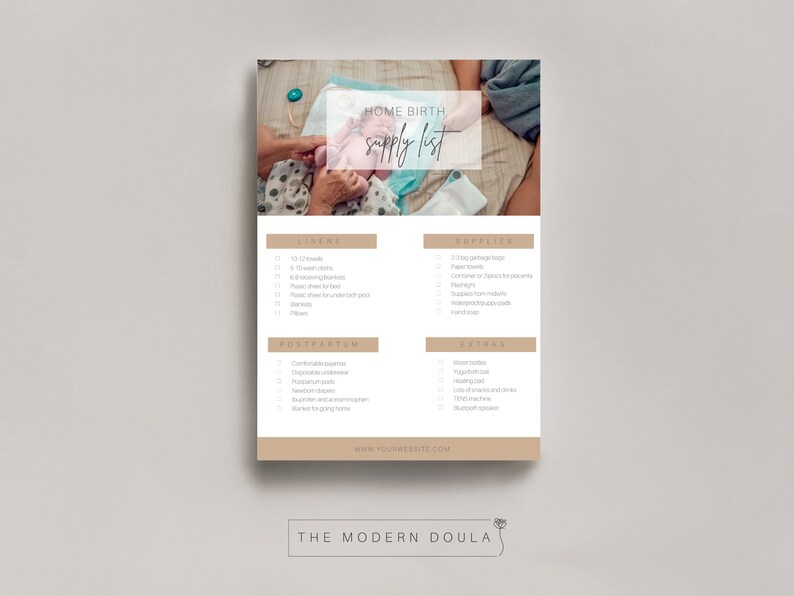 Home Birth Supply List, Editable Birth Doula Handout, Birth Doula Forms ...