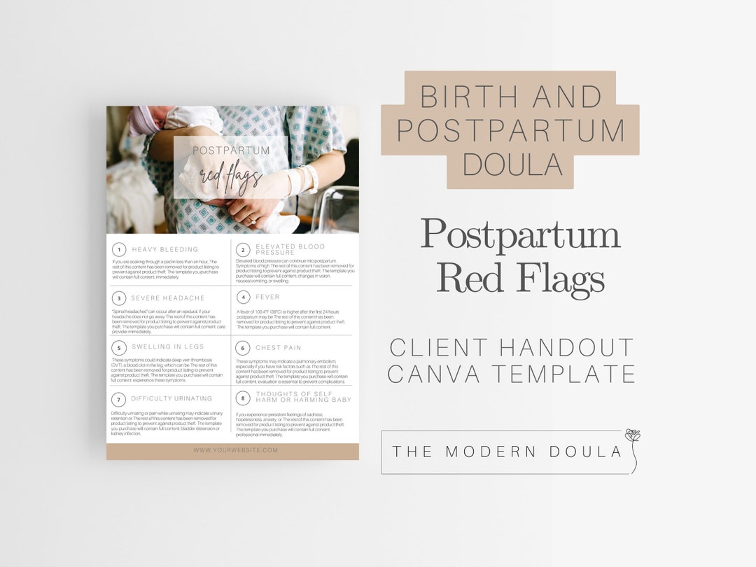 Postpartum Recovery Red Flags Cycle Handout, Doula Client Handout ...