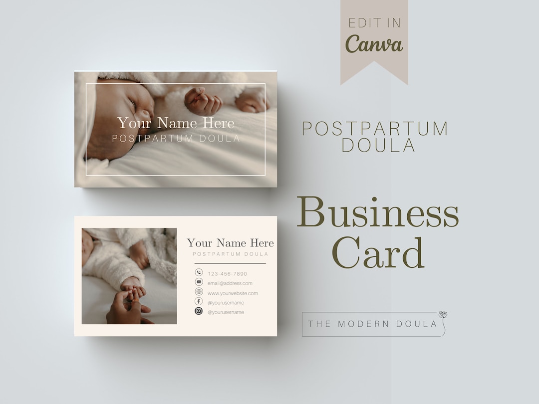 Postpartum Doula Business Card, Doula Marketing Materials, Editable ...
