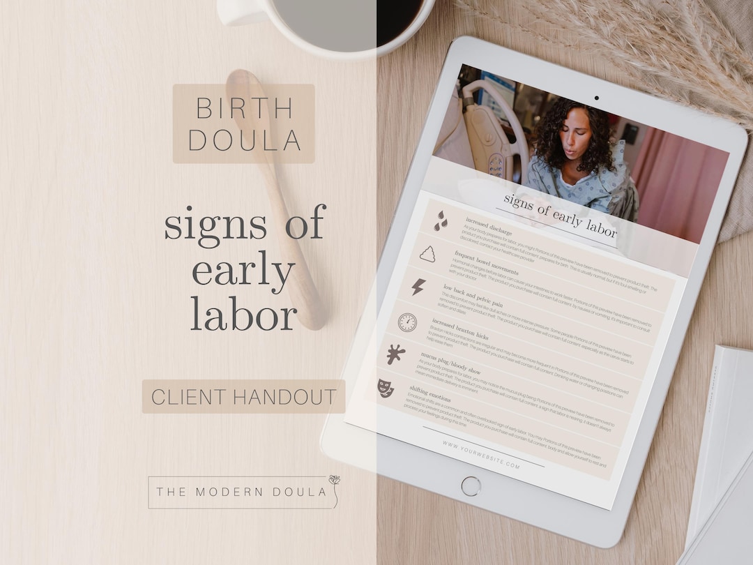 Early Labor Client Handout, Signs of Early Labor, Natural Birth Plan ...